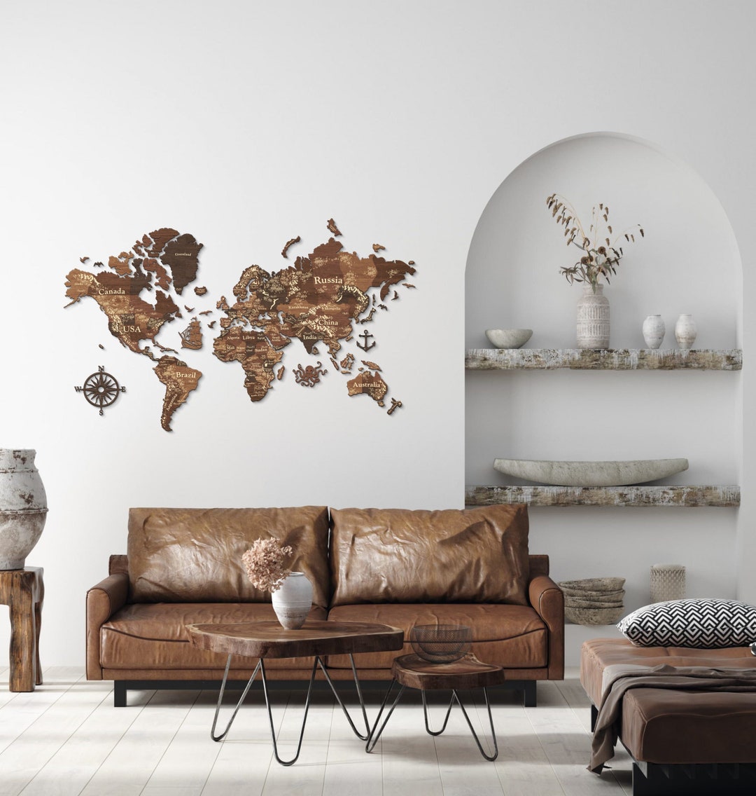 3D Family Travel Map in Cypress or Tera Color Options 3D Wood - Etsy