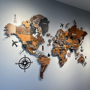 Led 3D Wall Map Art, Led Wall Art, Apartment Decor, World Map With LED ...