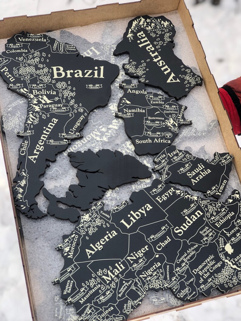 World Wall Map With Etched Names of Countries World Travel - Etsy