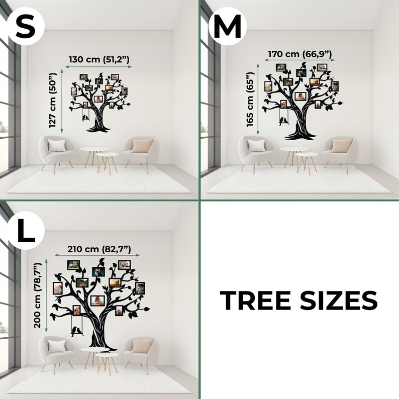Large Family Tree, Wooden Photo Frames Collage, Large Tree of Life Wall ...