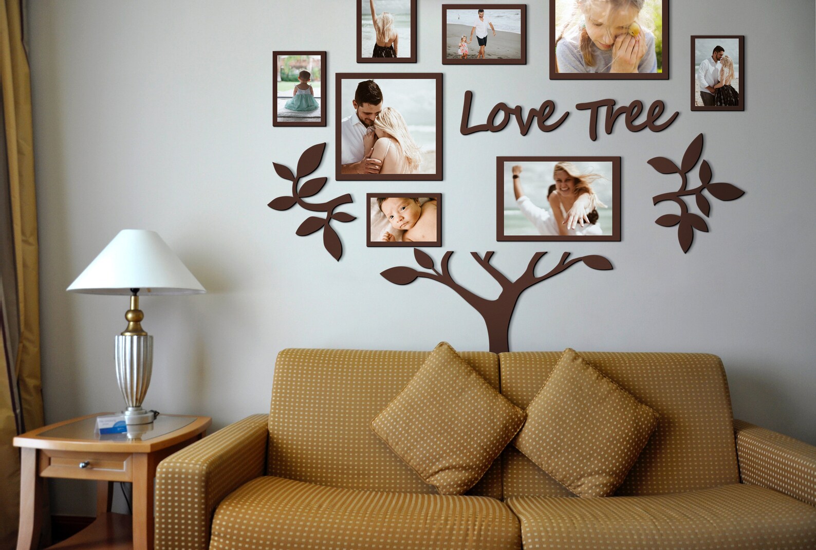 Wooden Photo Tree Wall Decal Love Photo Frames Collage Wood | Etsy