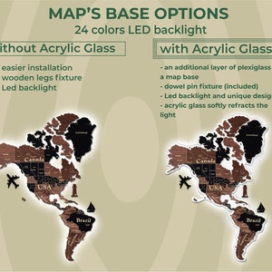 3D Map of the World With LED Lighting 3D Wood Family Travel | Etsy