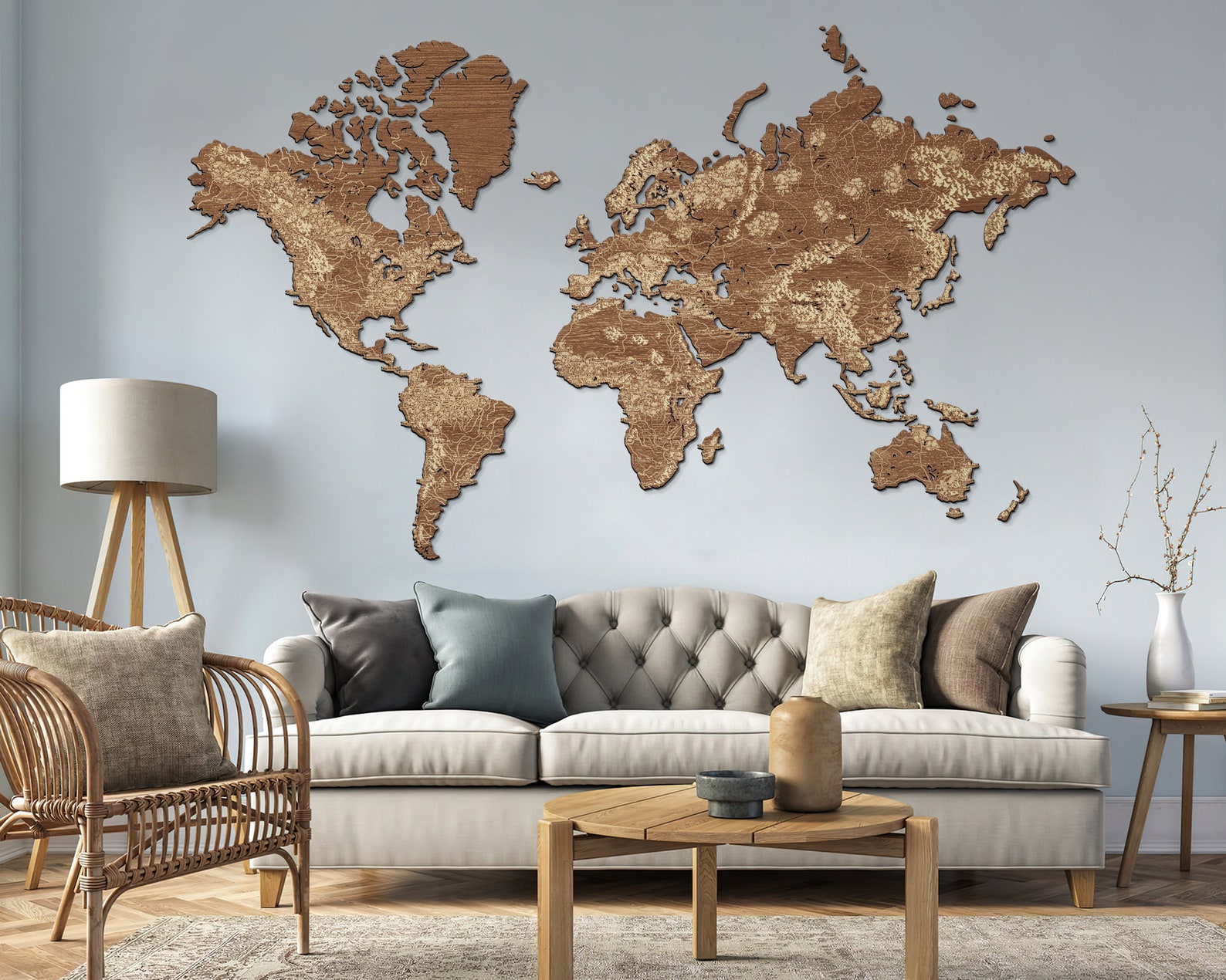 Large Wall Map of the World Wooden World Map to Mark Travels - Etsy