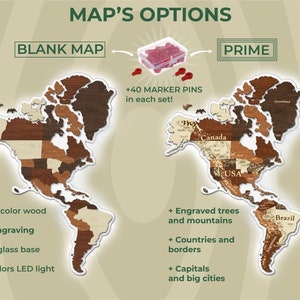 3D Led Backlight Map Wooden Push Pin Map RGB LED 3D Wood - Etsy