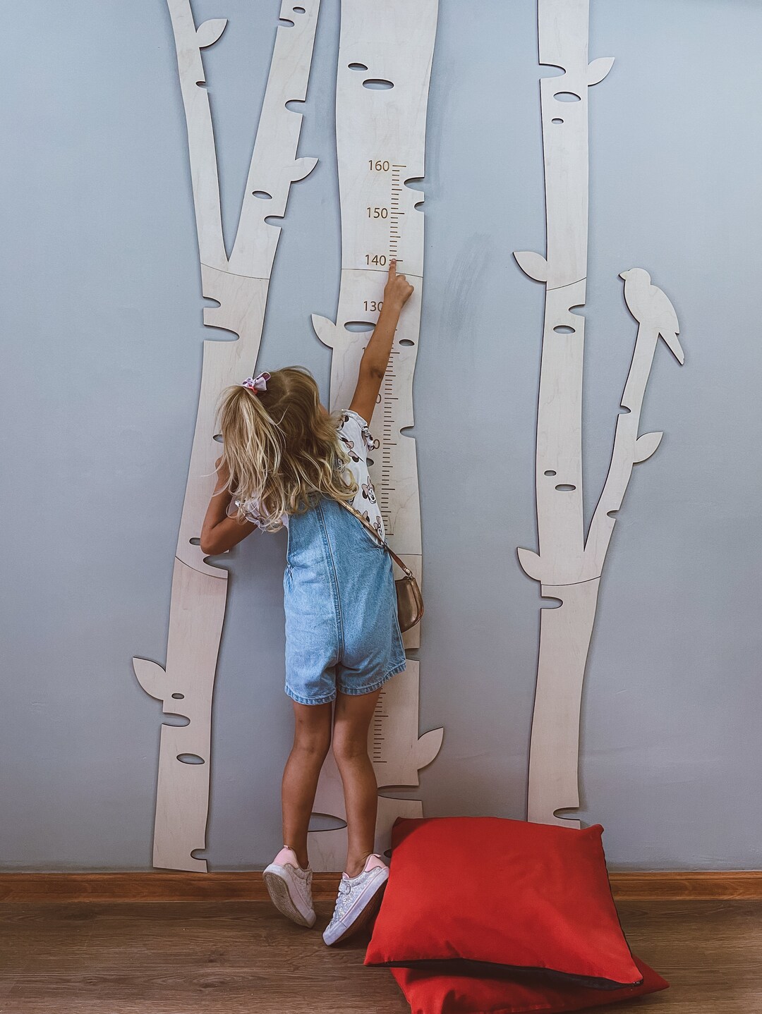 Birch Tree Growth Ruler, Light Wooden Height Chart, Wooden Height Meter ...