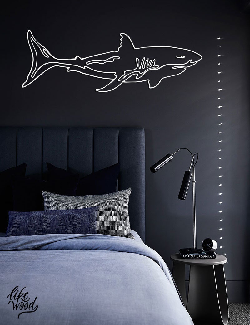 Shark Wall Decor by Justlikewood Ocean Room Decor Bedroom - Etsy