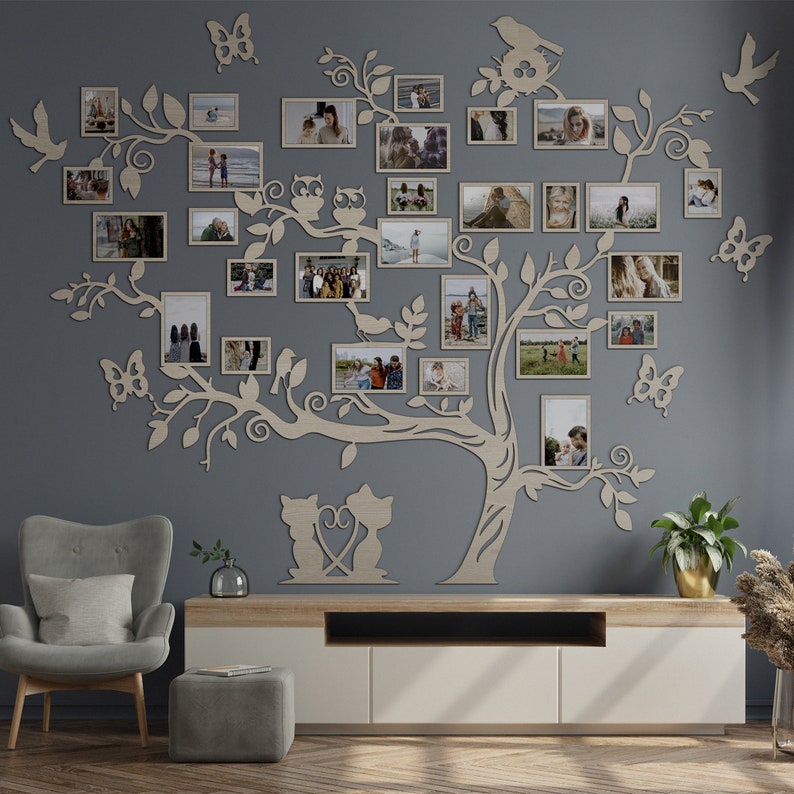 Large Wood Family Tree Photo Collage Wooden Tree of Life - Etsy