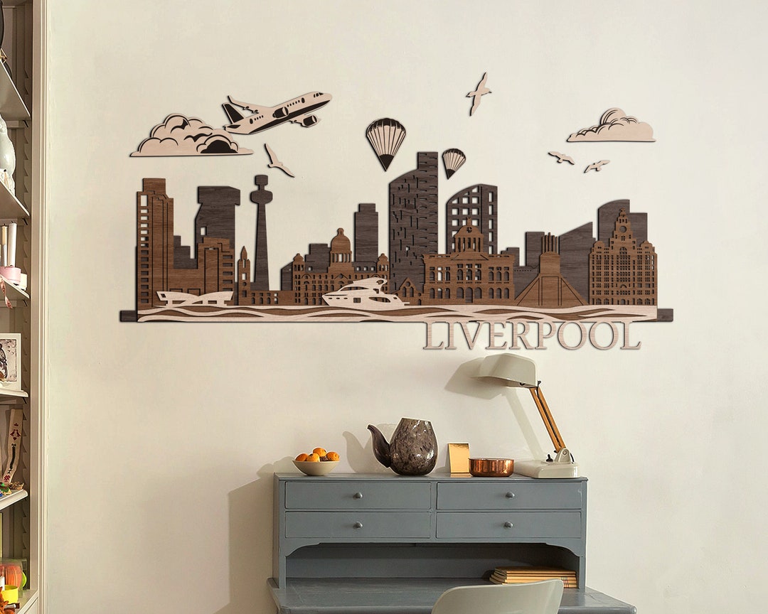 Liverpool Wood Wall Sign, English City Art Decor, Liverpool Art Sign ...