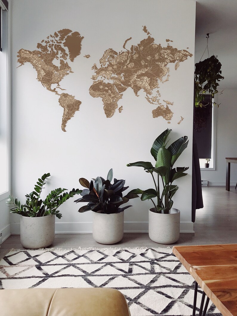 Extra Large Black Wood Map of the World Handcrafted Wooden | Etsy