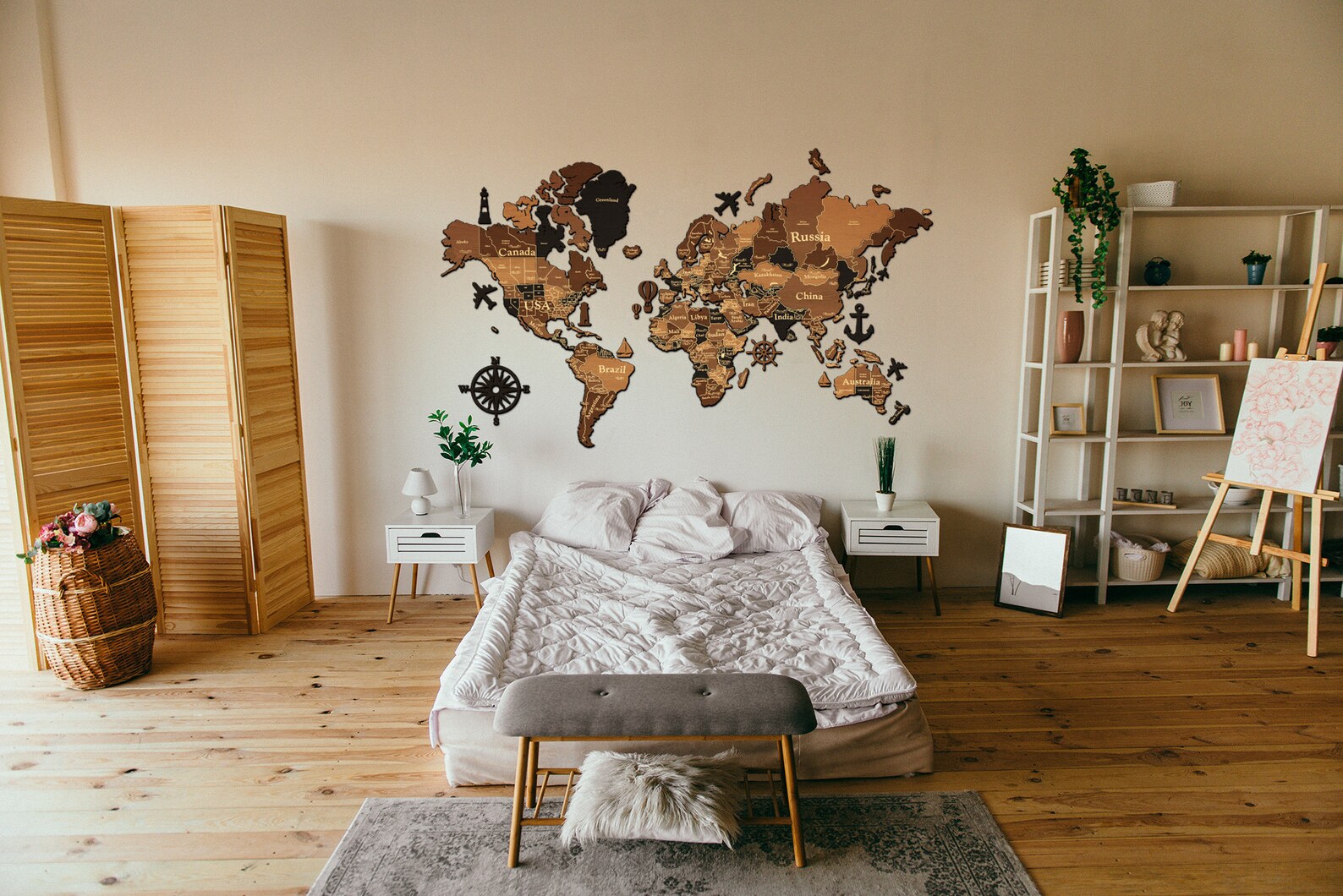 3D Wooden Push Pin Map Wood Wall Map Collage 3D Map of the - Etsy