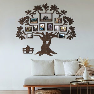 Wooden Family Pictures Tree, Large Family Photos Collage, Family Tree ...