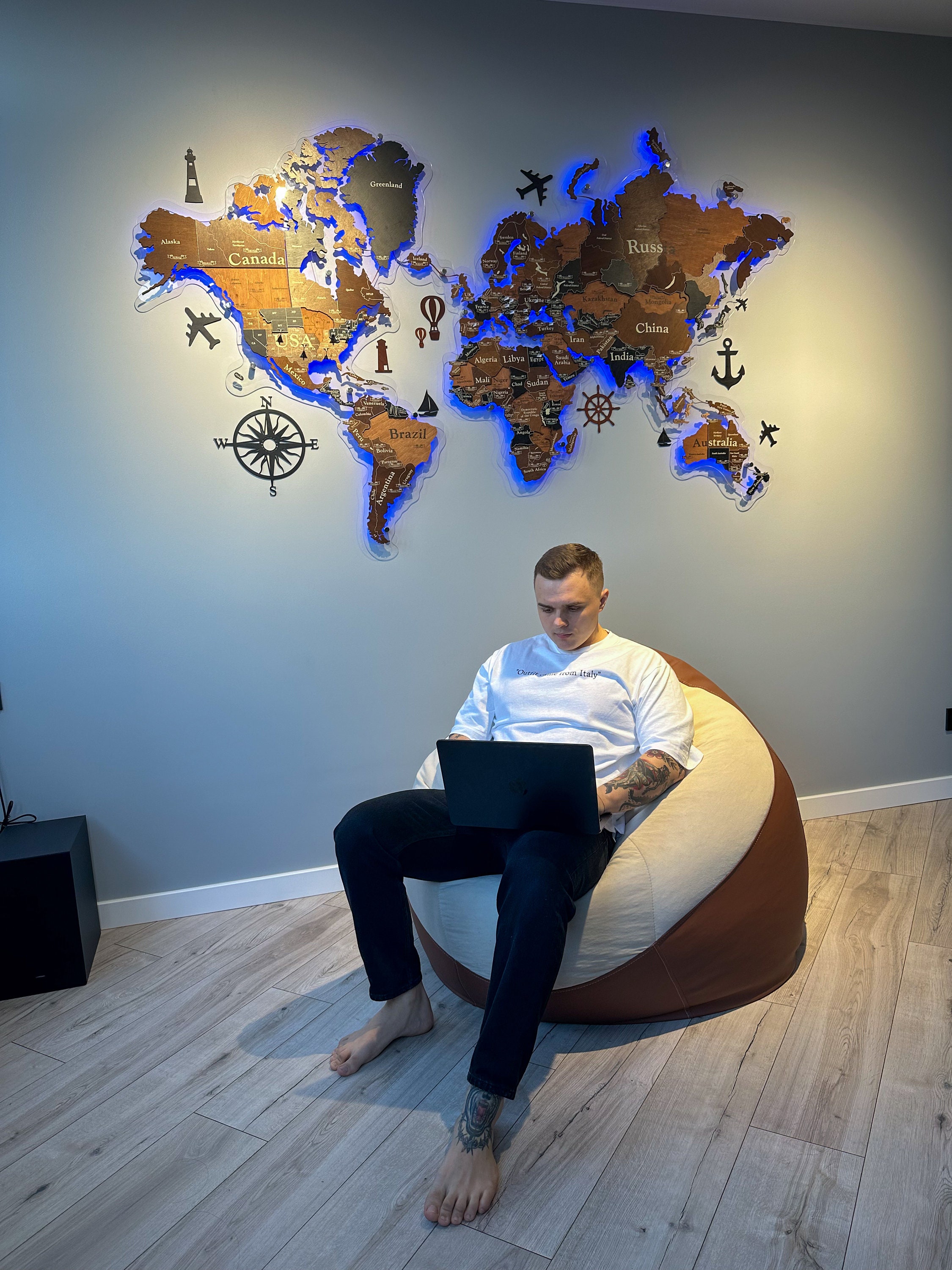 3D Wooden Wall Map Art Led Wall Art Illuminated Map of - Etsy Australia