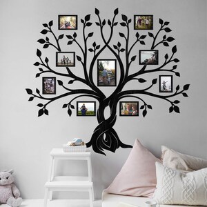 Wood Family Tree Wall Sticker, Family Photo Frames Collage, Wedding ...