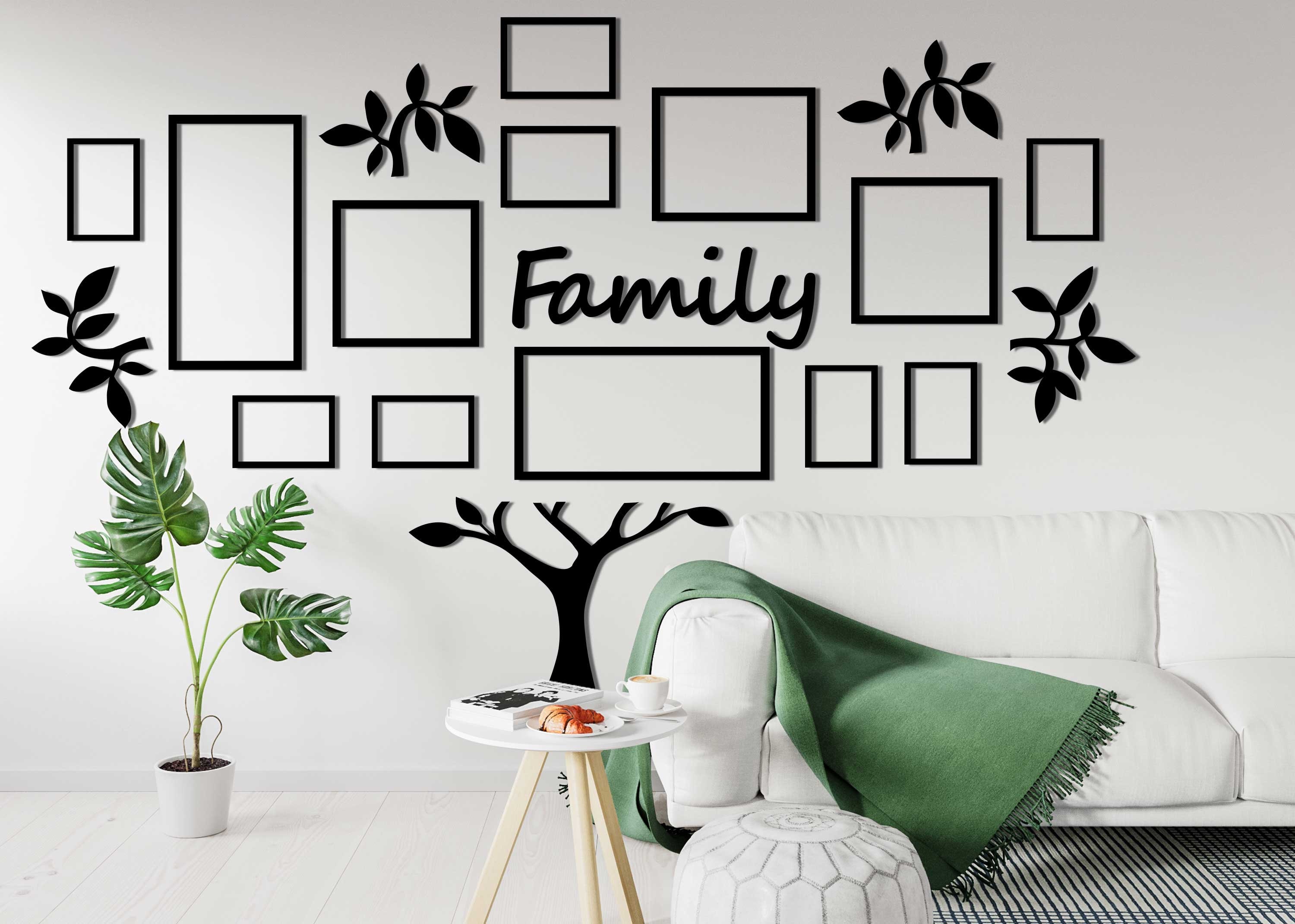 Big Family Tree Wood Wall Decal Happy Family Tree Wall | Etsy