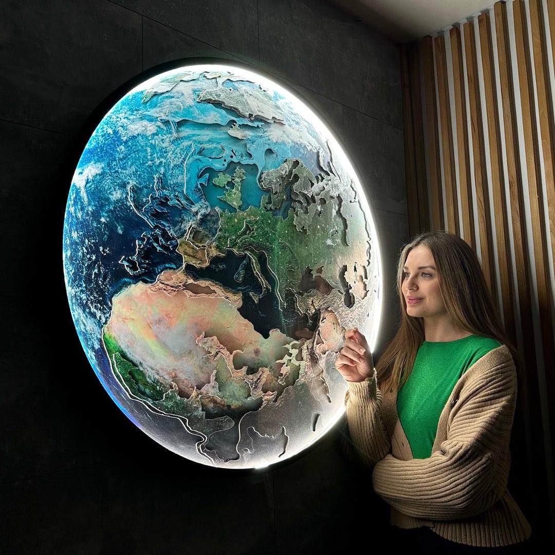 Earth Led Light, Unique Home Decor, 3D LED Globe Decor Wall Lamp With ...