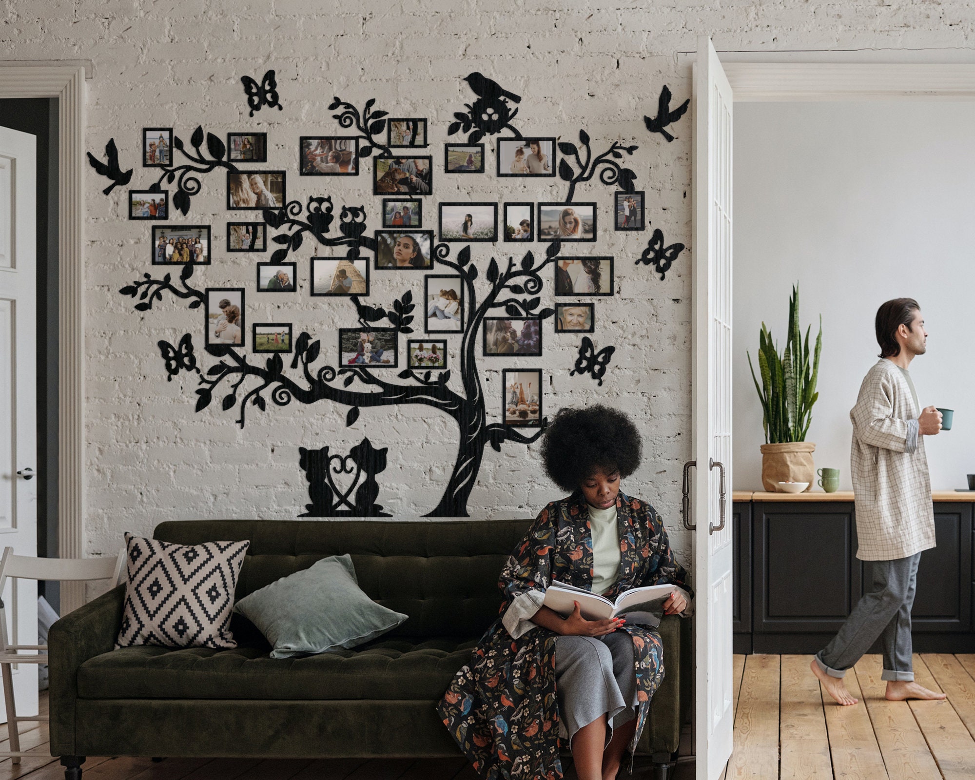 Houten stamboom Kunst aan de muur grote familiefoto's - Etsy Nederland