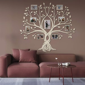 Wood Family Tree Wall Sticker, Family Photo Frames Collage, Wedding ...