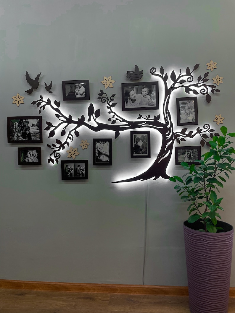 Led Family Tree With Photo Frames Wall Light Decorations for - Etsy