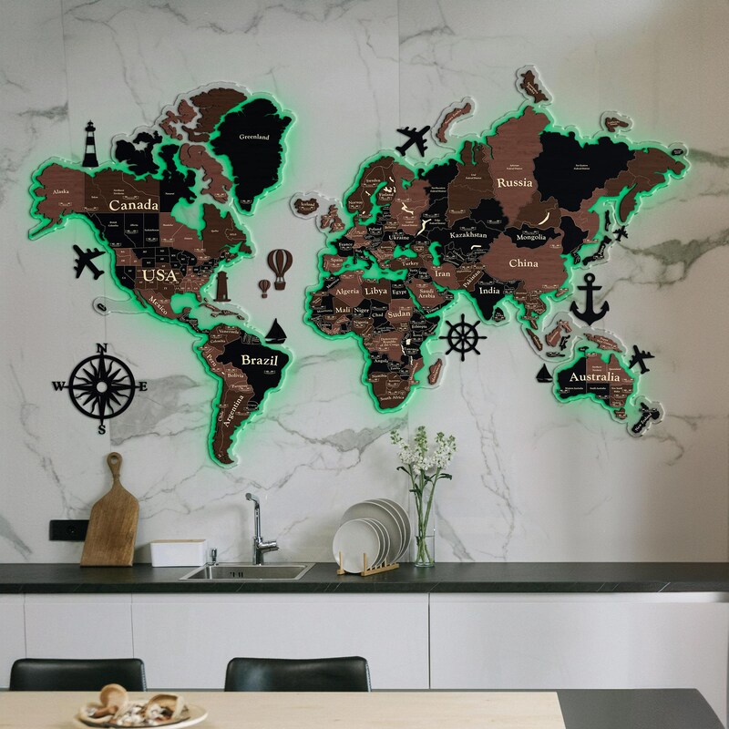 Backlit Map - Etsy