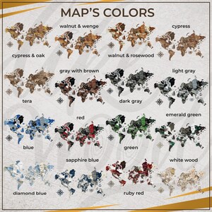 3D Wooden Push Pin World Map in Color Oak & Cypress, Wooden Travel Map ...