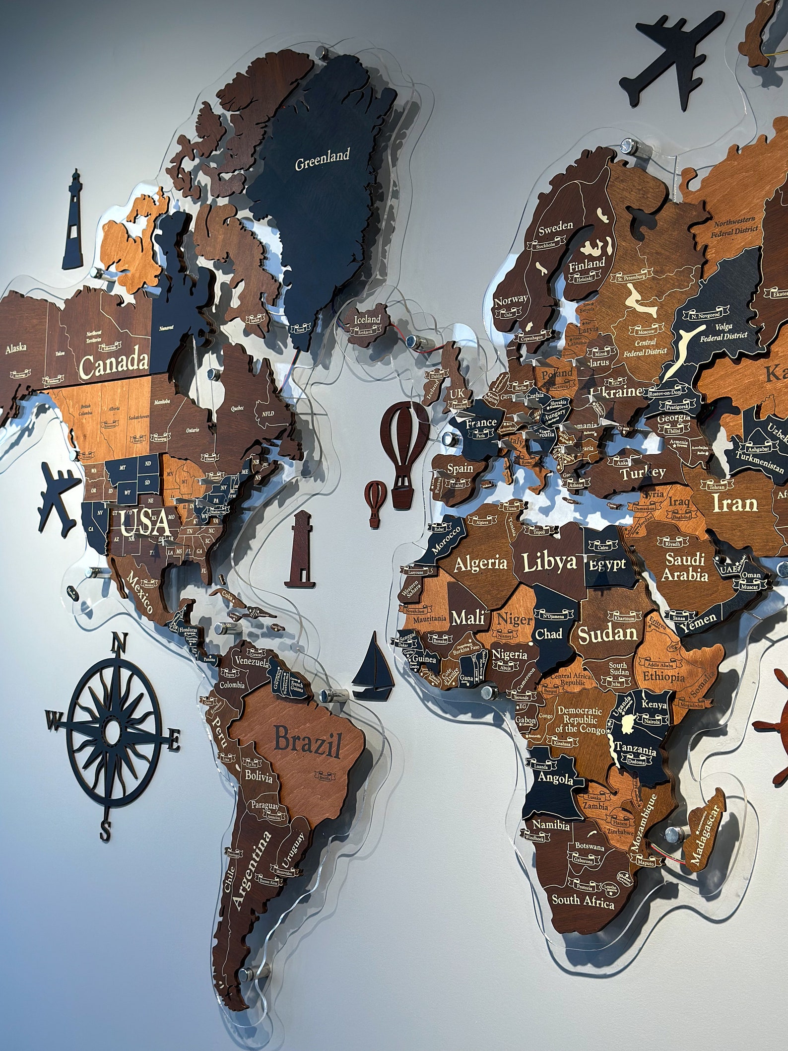 Led 3D Wall Map Art Led Wall Art Apartment Decor World Map - Etsy UK