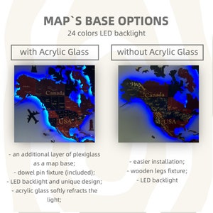 3D Wooden Push Pin Map With Leds Remote Control RGB LED Wall - Etsy