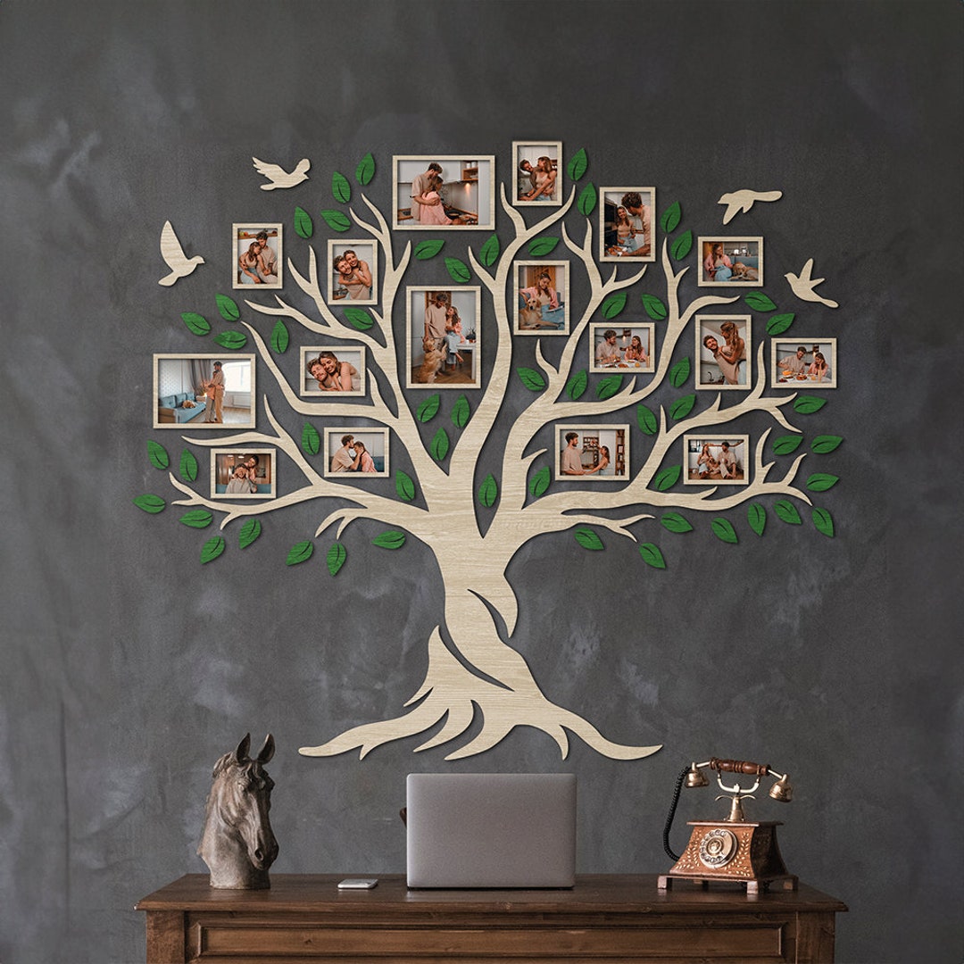 Large Family Tree, 5th Wedding Anniversary Gift, Wooden Family Tree ...