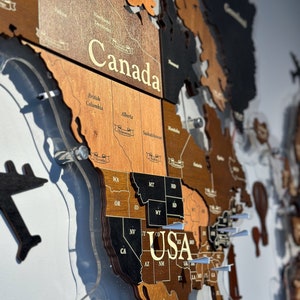 3D Wooden Wall Map Art Led Wall Art Illuminated Map of - Etsy