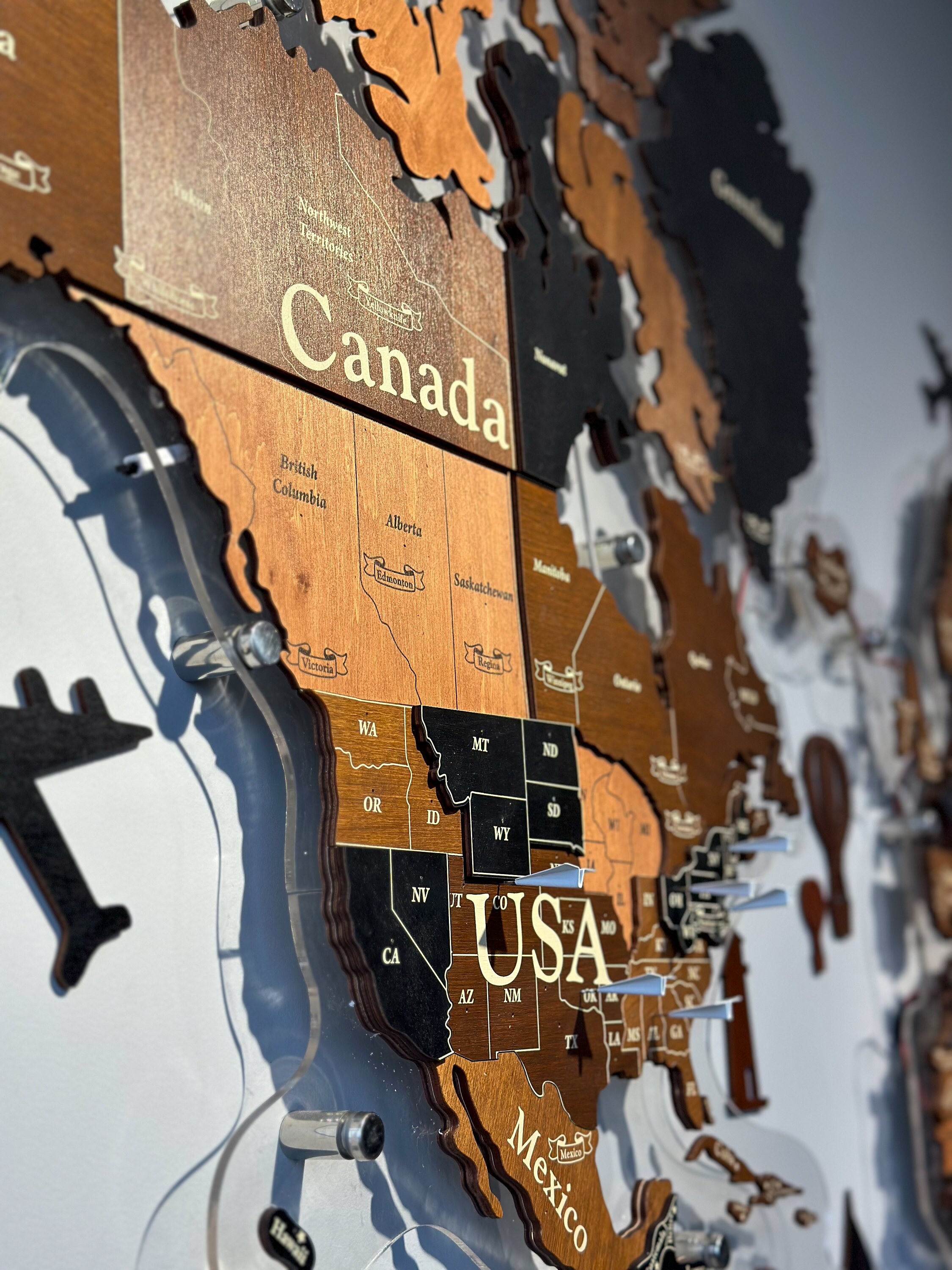 3D Wooden Wall Map Art Led Wall Art Illuminated Map of - Etsy Australia