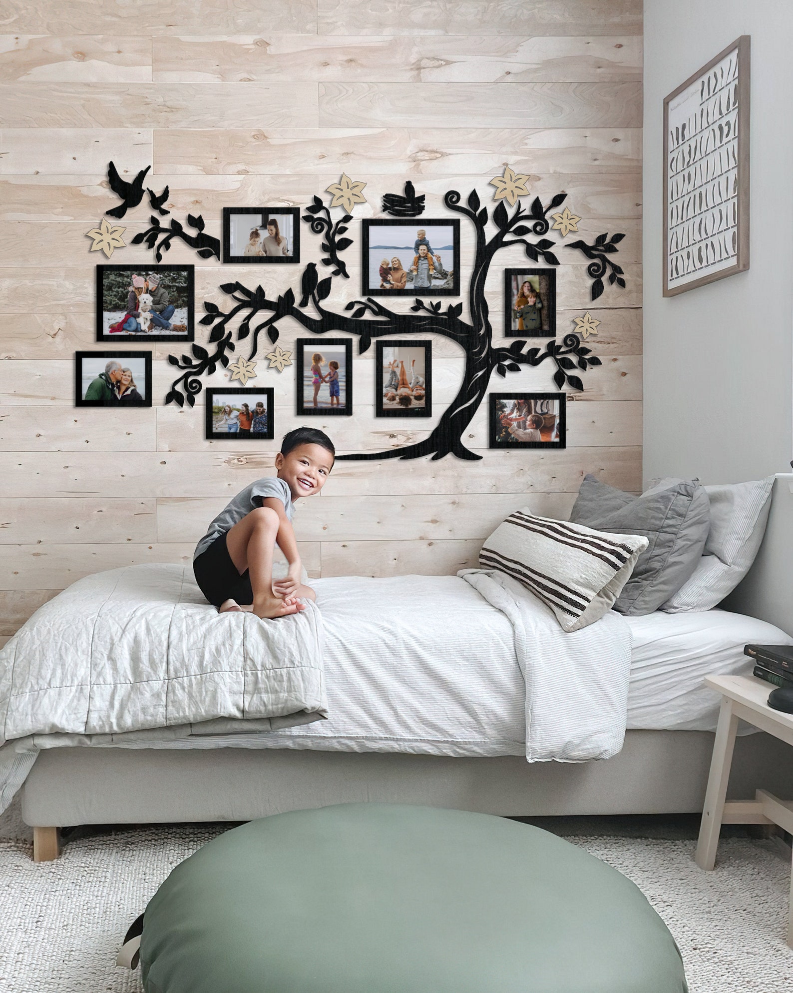 Family Tree Art Wooden Family Tree With Photo Frames Large | Etsy
