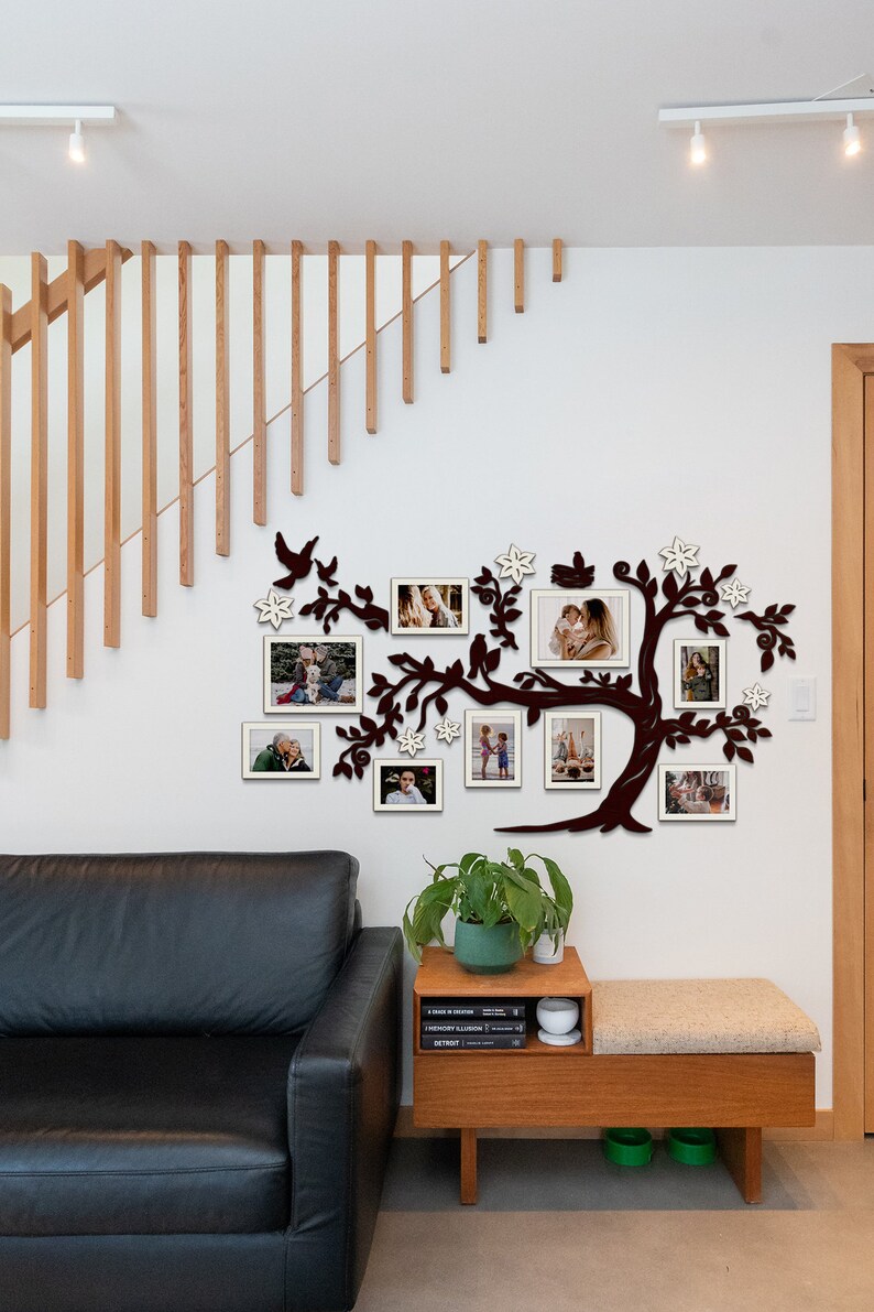 Happy Family Photo Tree Wall Decal Large Wooden Family Tree | Etsy