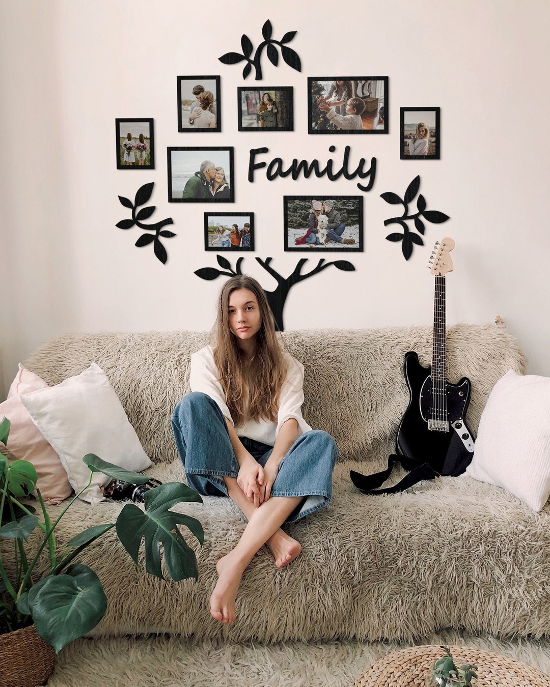 Wooden Photo Tree Wall Decal Love Photo Frames Collage Wood - Etsy