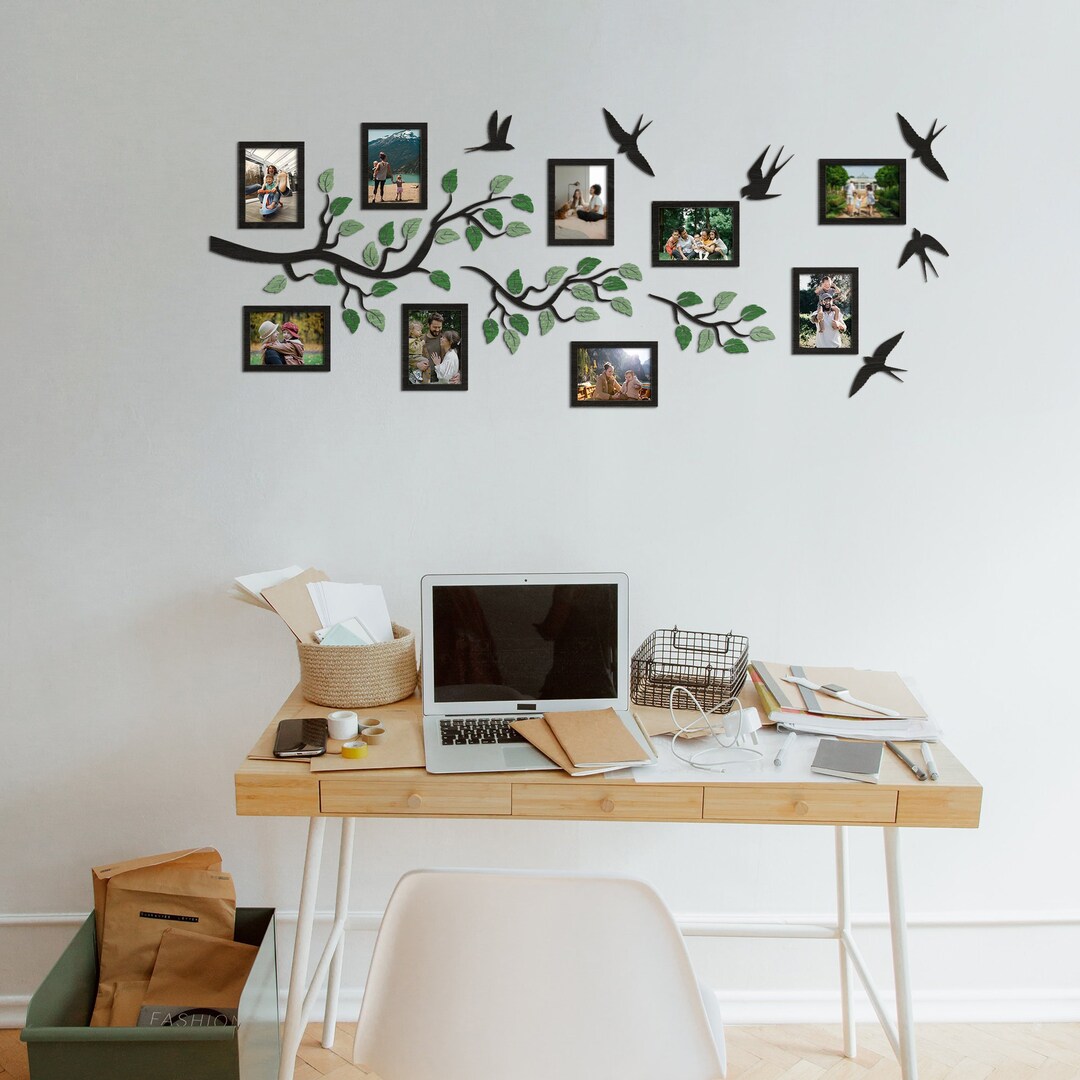 Family Tree Collage, Wooden Family Tree Branches With Photo Frames ...