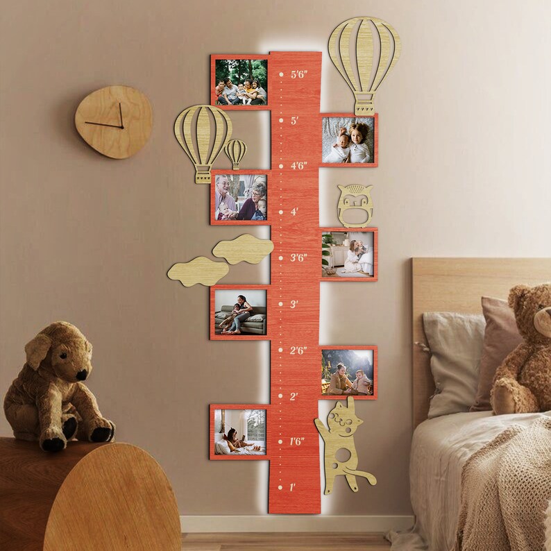 Led Growth Ruler With Photo Frames Girls Nursery Wall Art - Etsy
