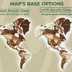 3D LED RGB Map of the World Neon Map Wall 3D Wooden World | Etsy