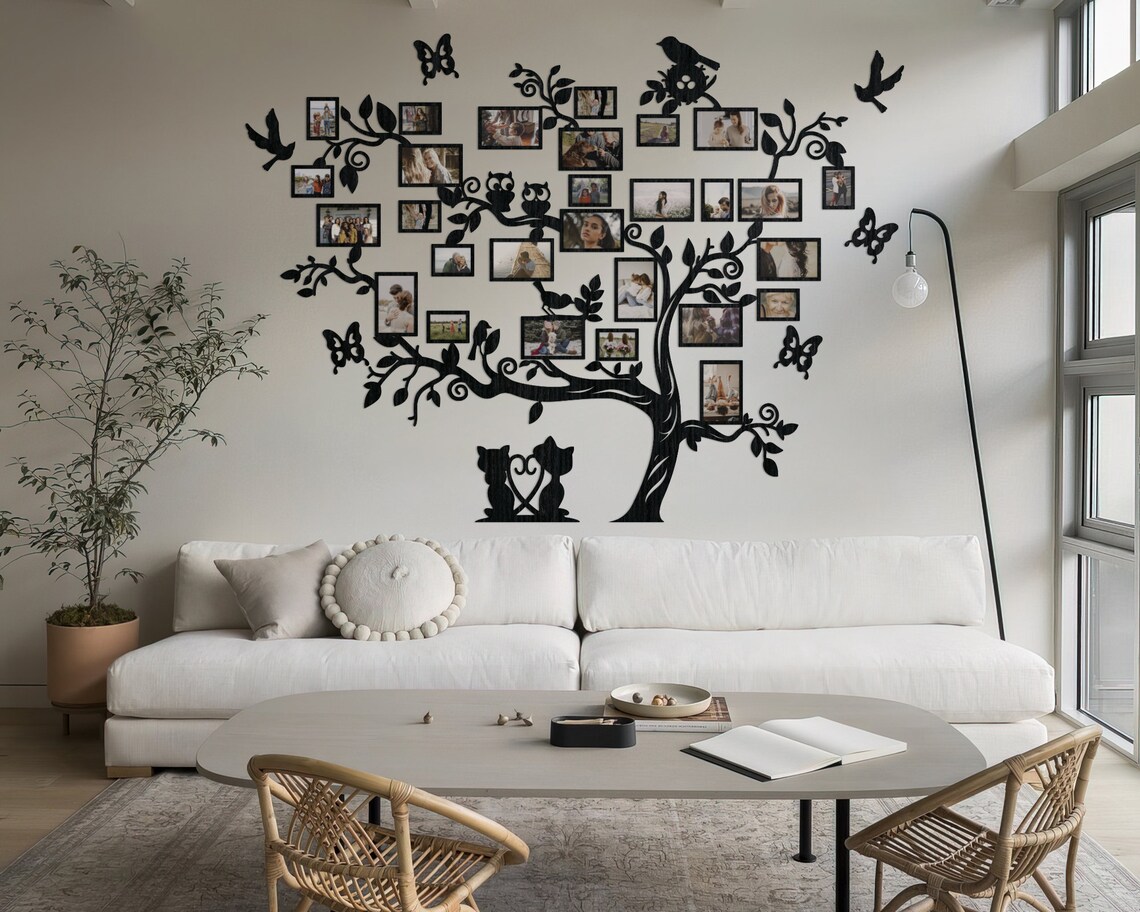 Houten stamboom Kunst aan de muur grote familiefoto's - Etsy Nederland