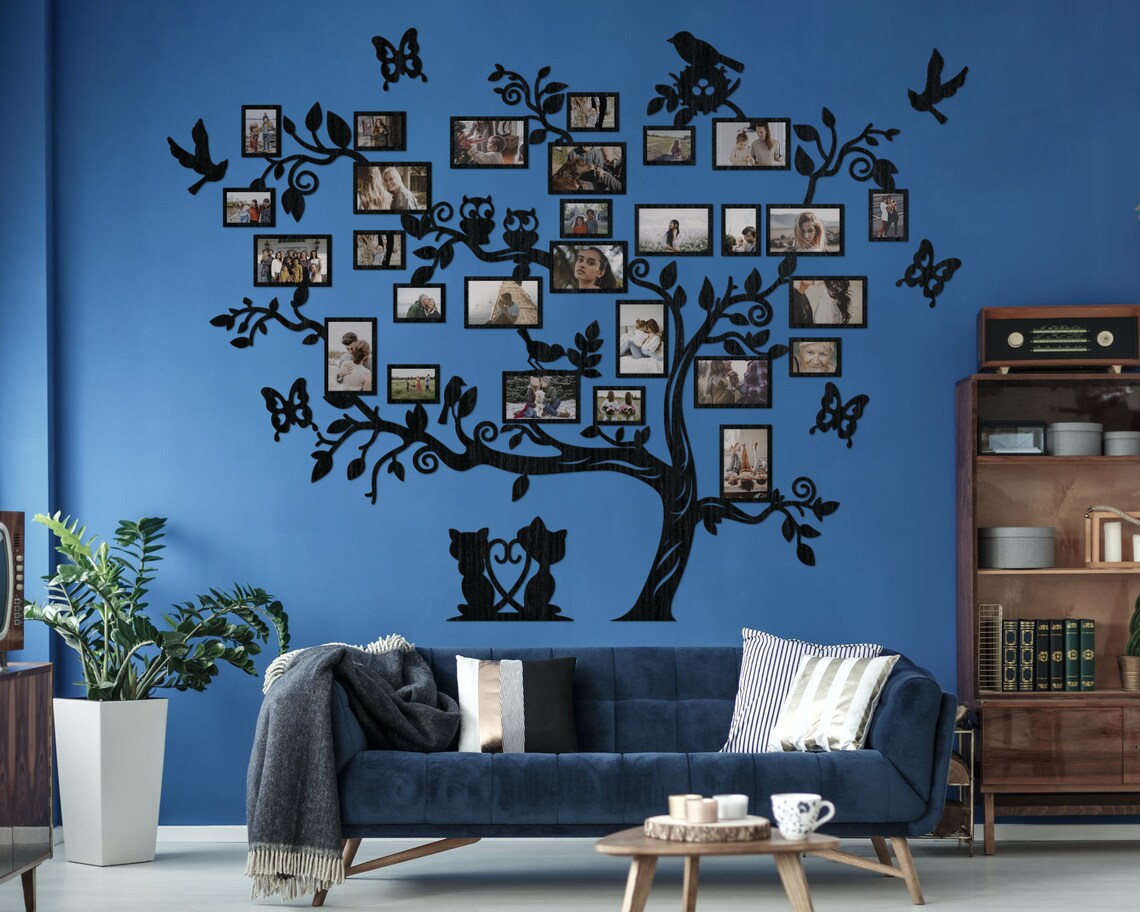 Houten stamboom Kunst aan de muur grote familiefoto's - Etsy Nederland