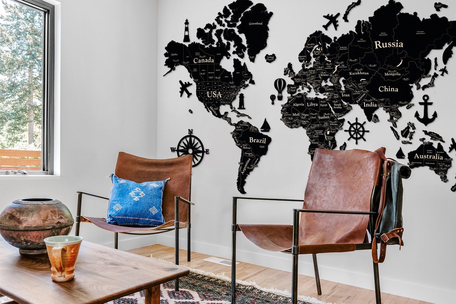 Extra Large Wooden World Map Office Map of the World World - Etsy