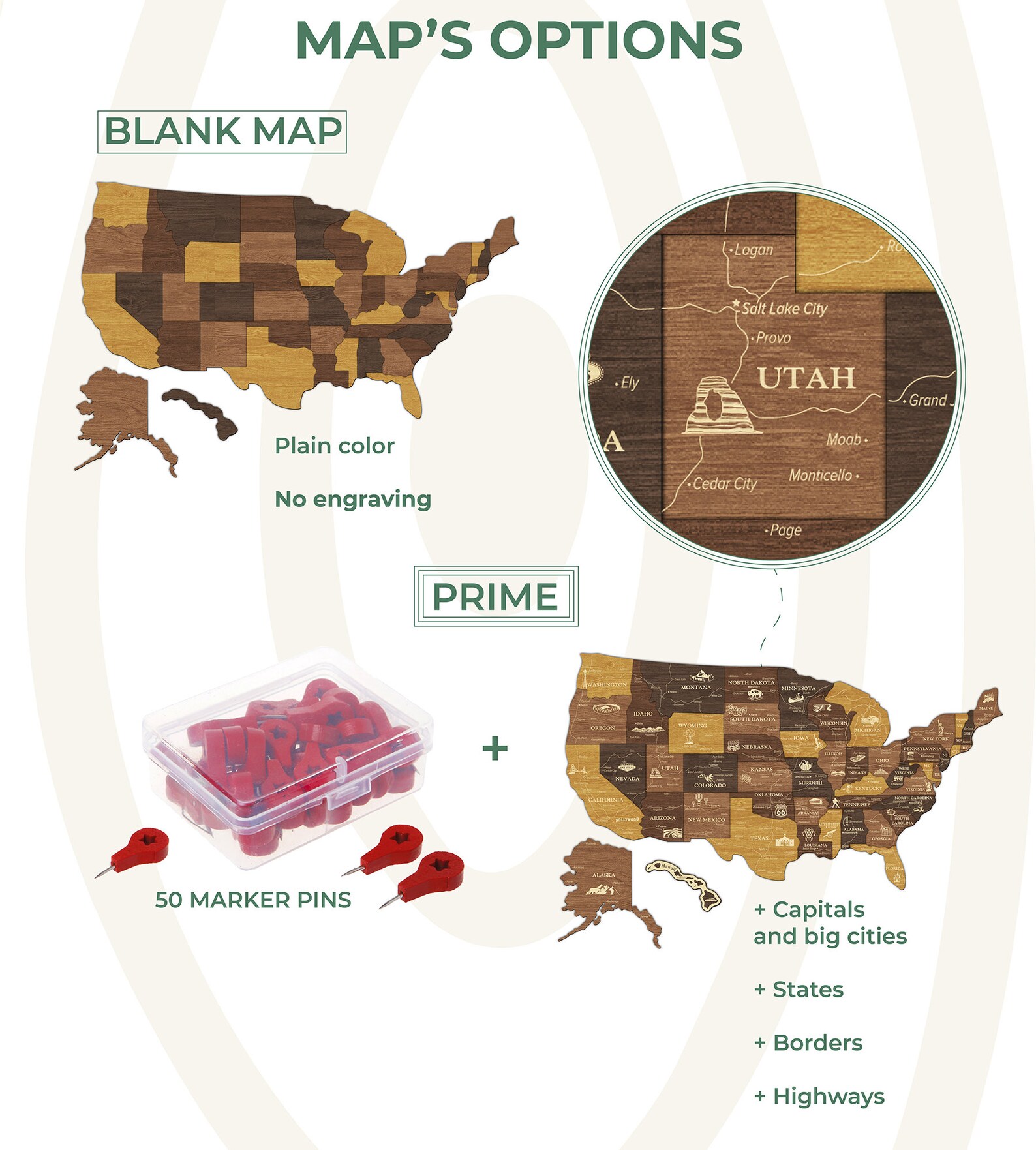 Large Push Pin Map of United States Wooden 3D USA Map With - Etsy