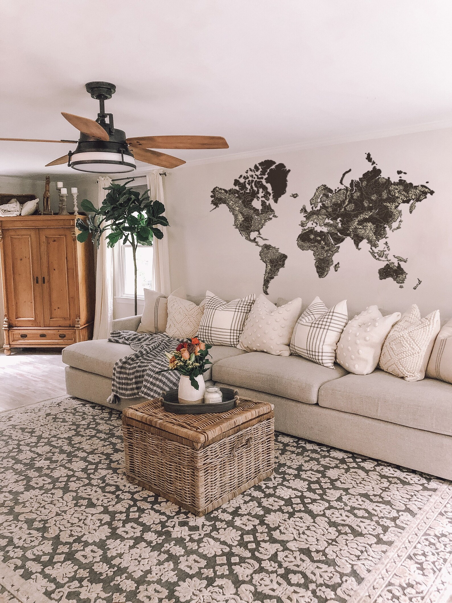 Extra Large Black Wood Map of the World Handcrafted Wooden | Etsy