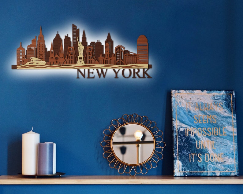 3D Led Rgb Wall Decor New York, Led Light Wall Sign, USA Capital City ...