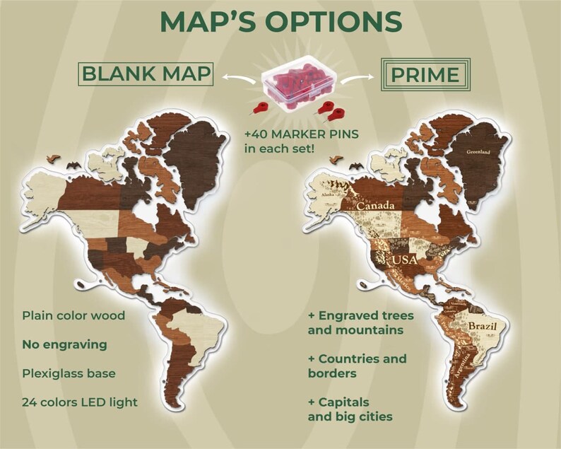 RGB LED 3D Wooden World Map 3D LED Wooden Map of the World - Etsy