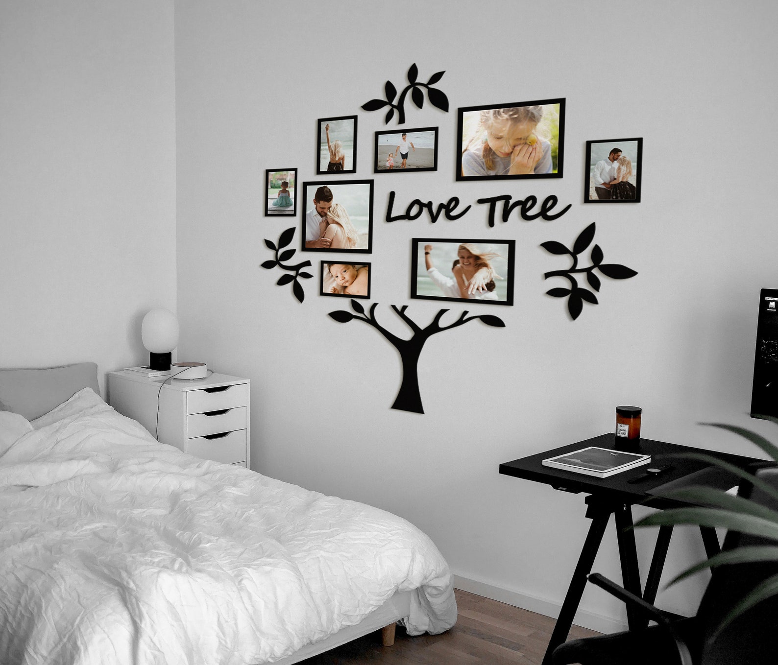 Wooden Photo Tree Wall Decal Love Photo Frames Collage Wood | Etsy