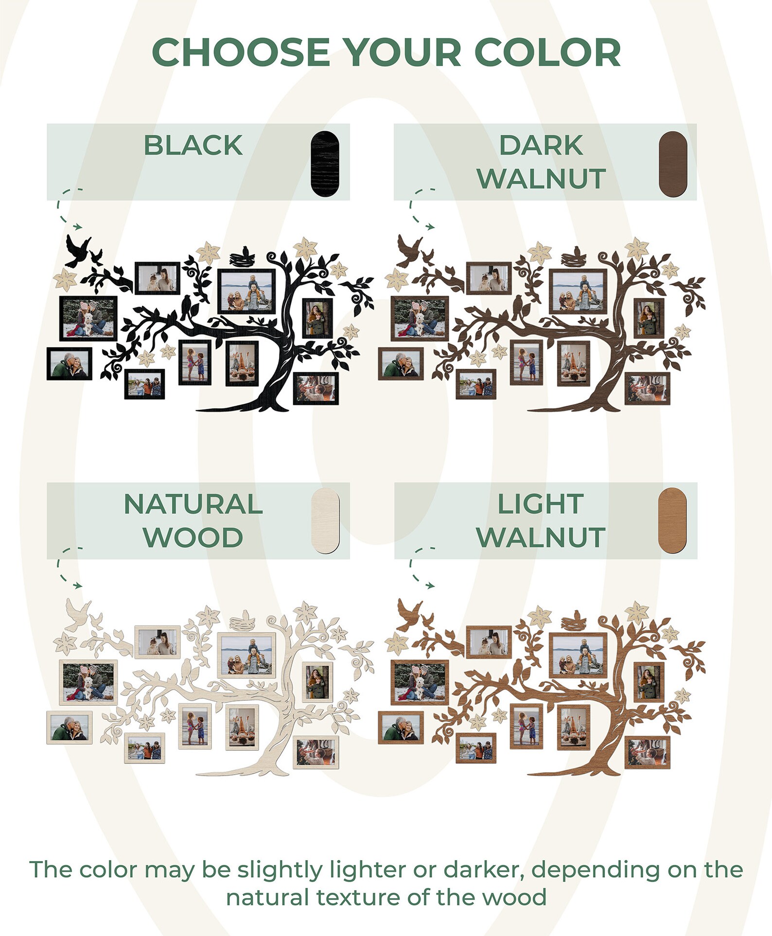 Led Family Tree With Wooden Photo Frames Wall Light Decor - Etsy