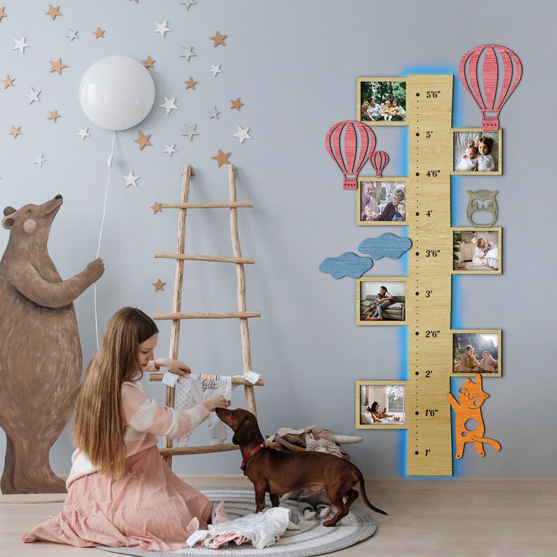Led Growth Ruler With Photo Frames Girls Nursery Wall Art - Etsy
