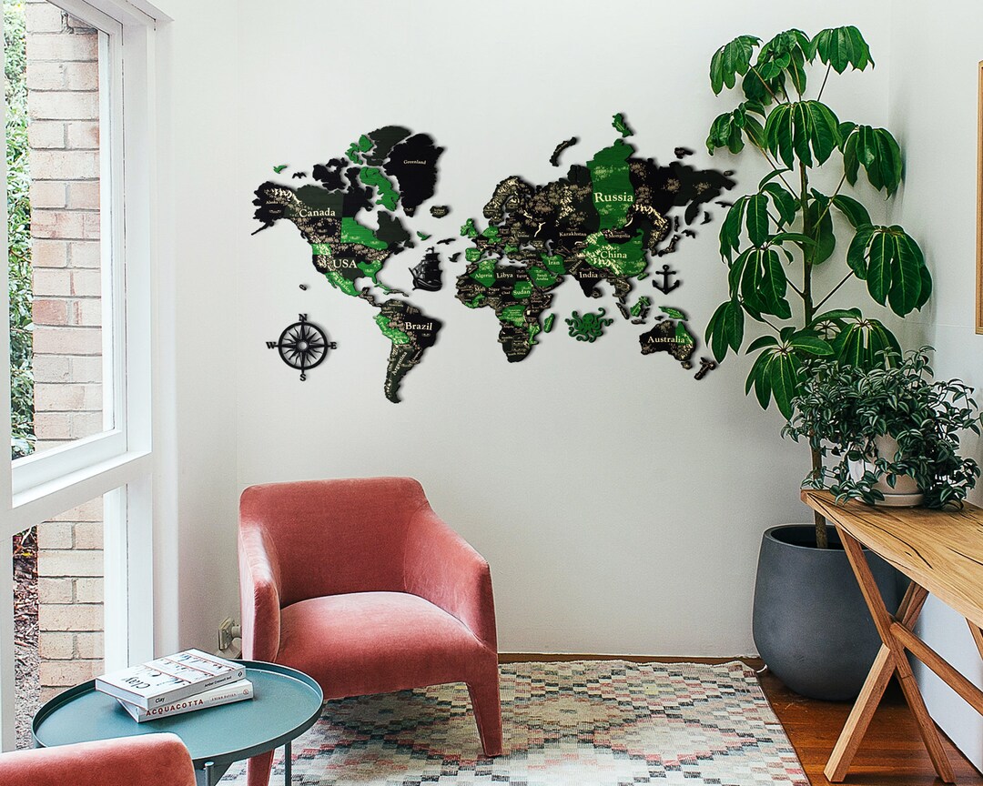 3D Wall Map, Large Push Pin Travel Map, XXL Map Wall Art, Wall Decor ...