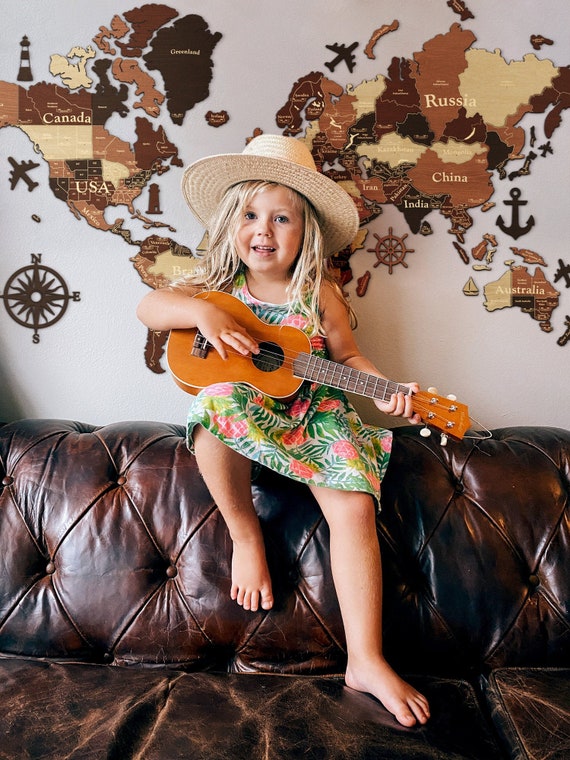 3D Wooden Push Pin Map Wood Wall Map Collage 3D Map of the - Etsy