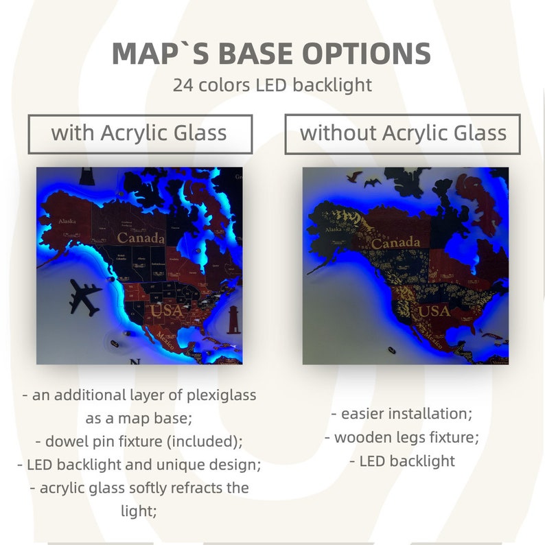 3D LED RGB Map of the World Neon Map Wall 3D Wooden World - Etsy UK