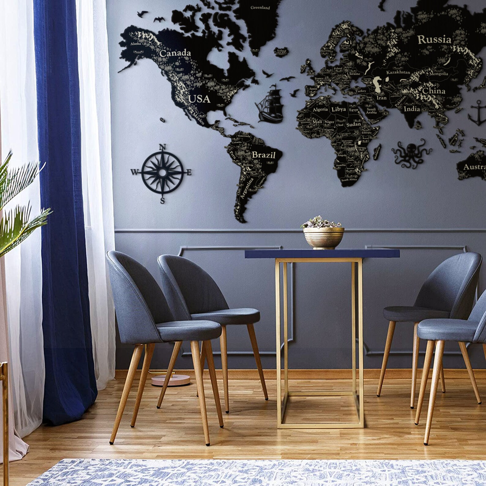 Extra Large Wooden World Map With Borders Countries Capitals - Etsy