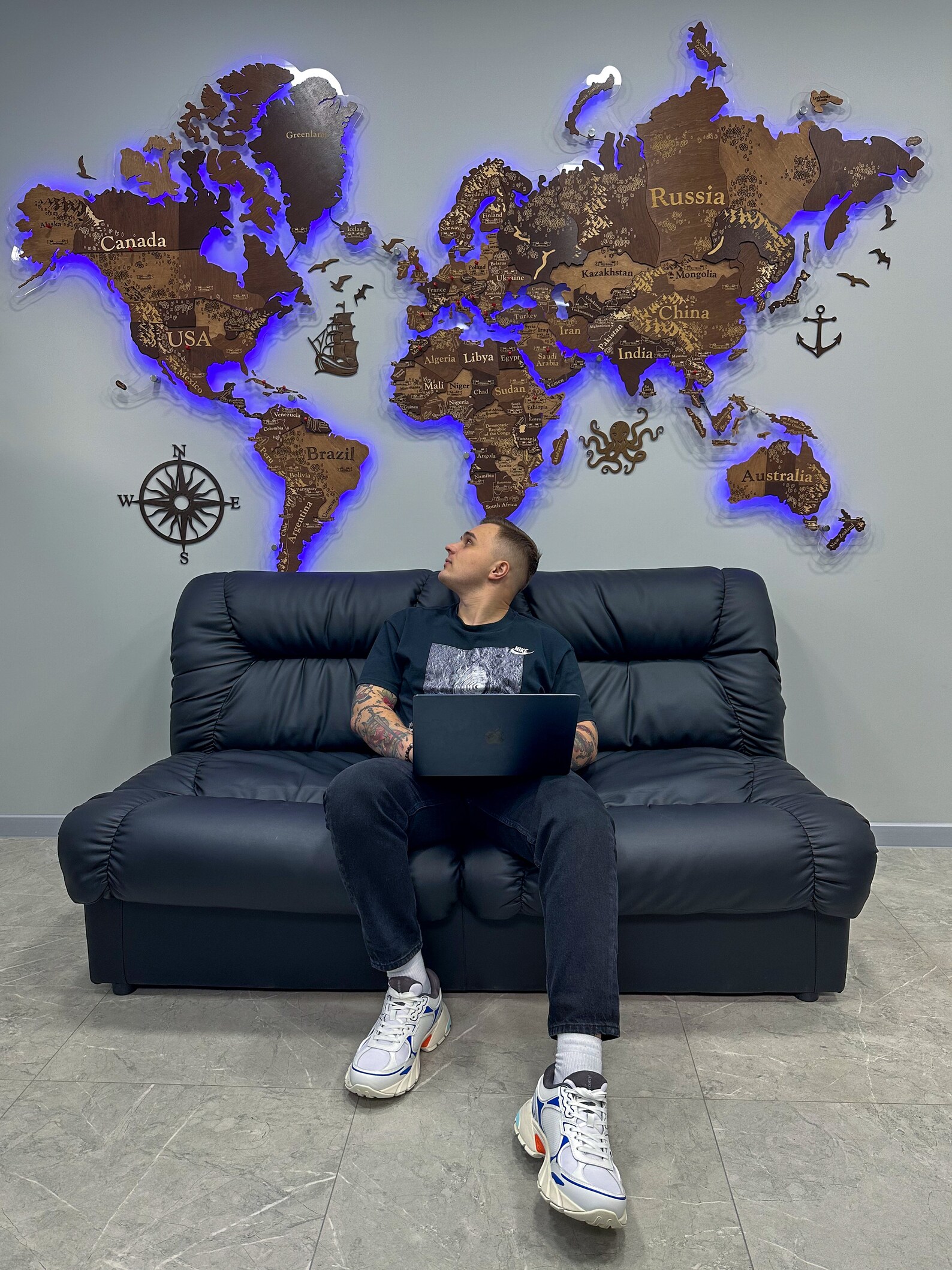 3D Wooden Push Pin Map With Leds Remote Control RGB LED Wall - Etsy